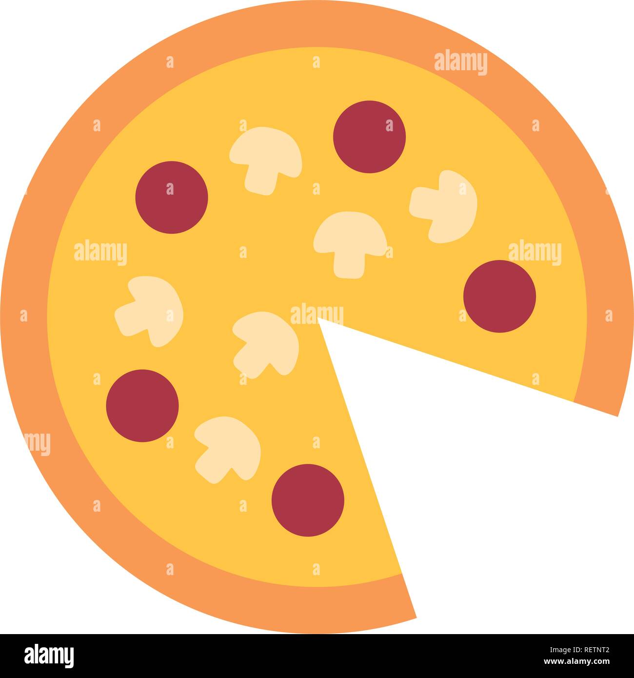 Pizza icon over white background, colorful design. vector illustration ...