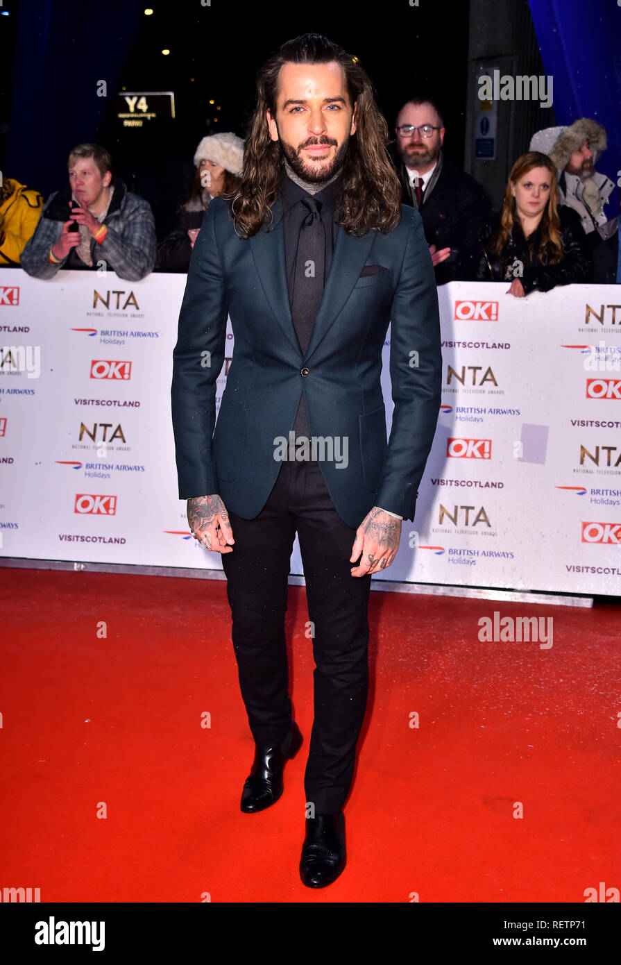 Pete Wicks attending the National Television Awards 2019 held at the O2 ...
