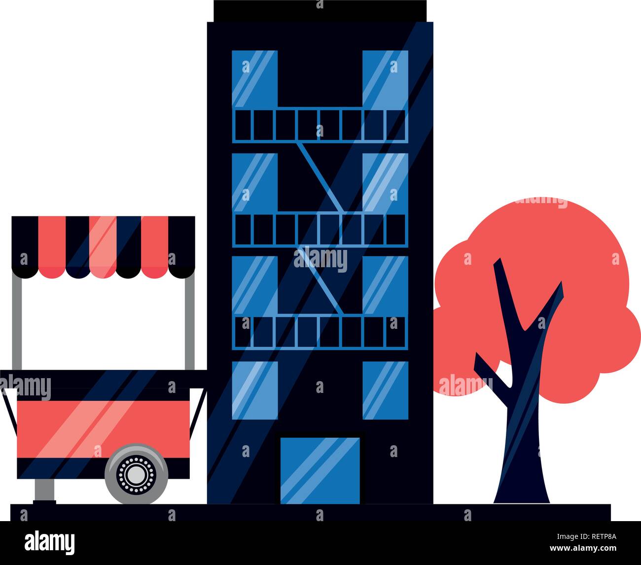 building exterior food booth tree Stock Vector Image & Art - Alamy