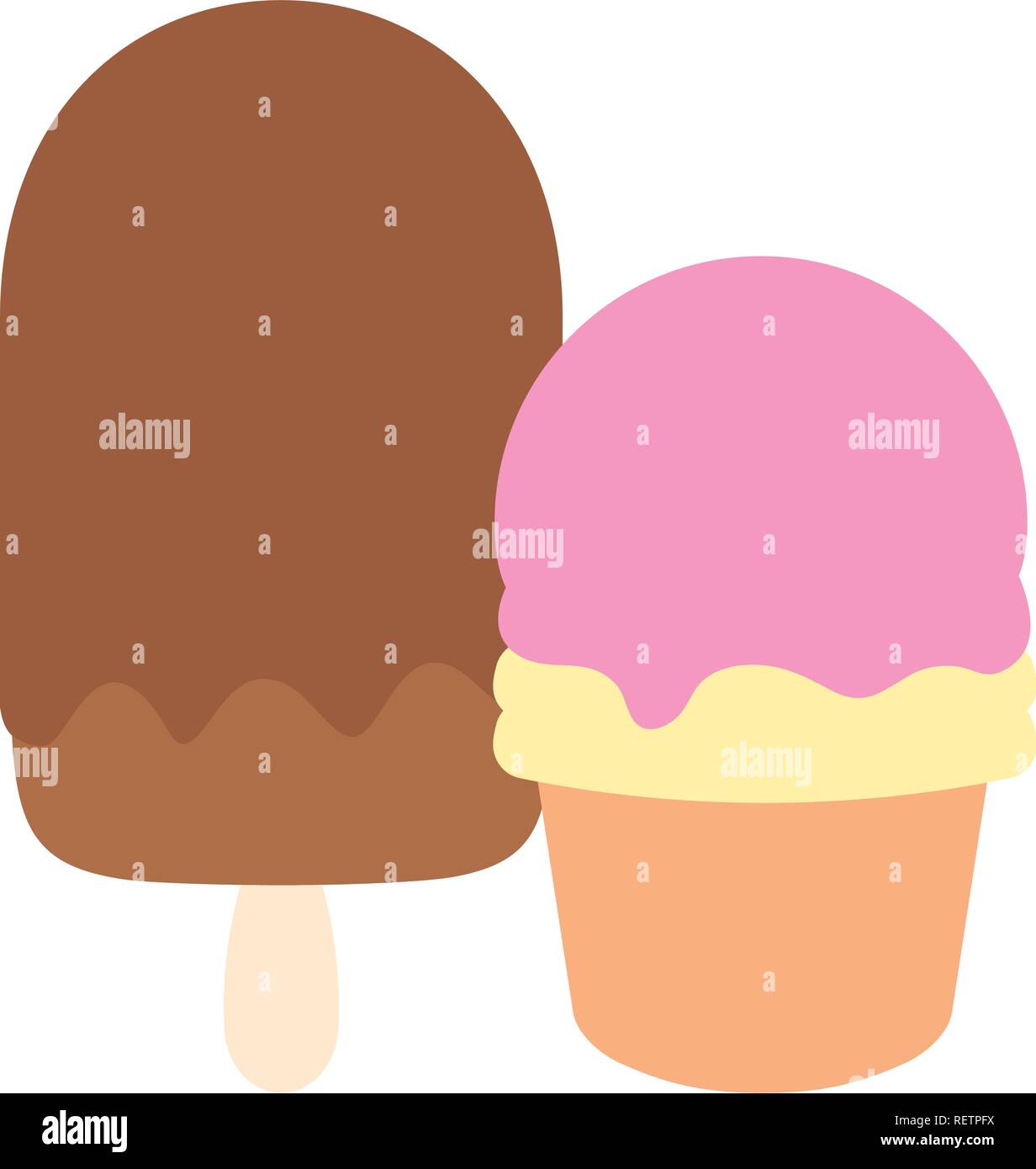 ice cream bar and ice cream icon over white background, vector ...