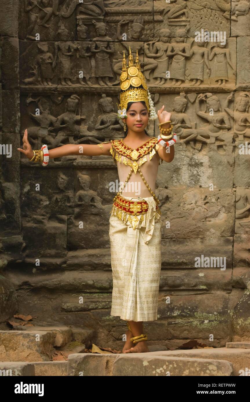 Apsara dancer, Ta Som Temple, Angkor, Siem Reap, Cambodia Stock Photo ...