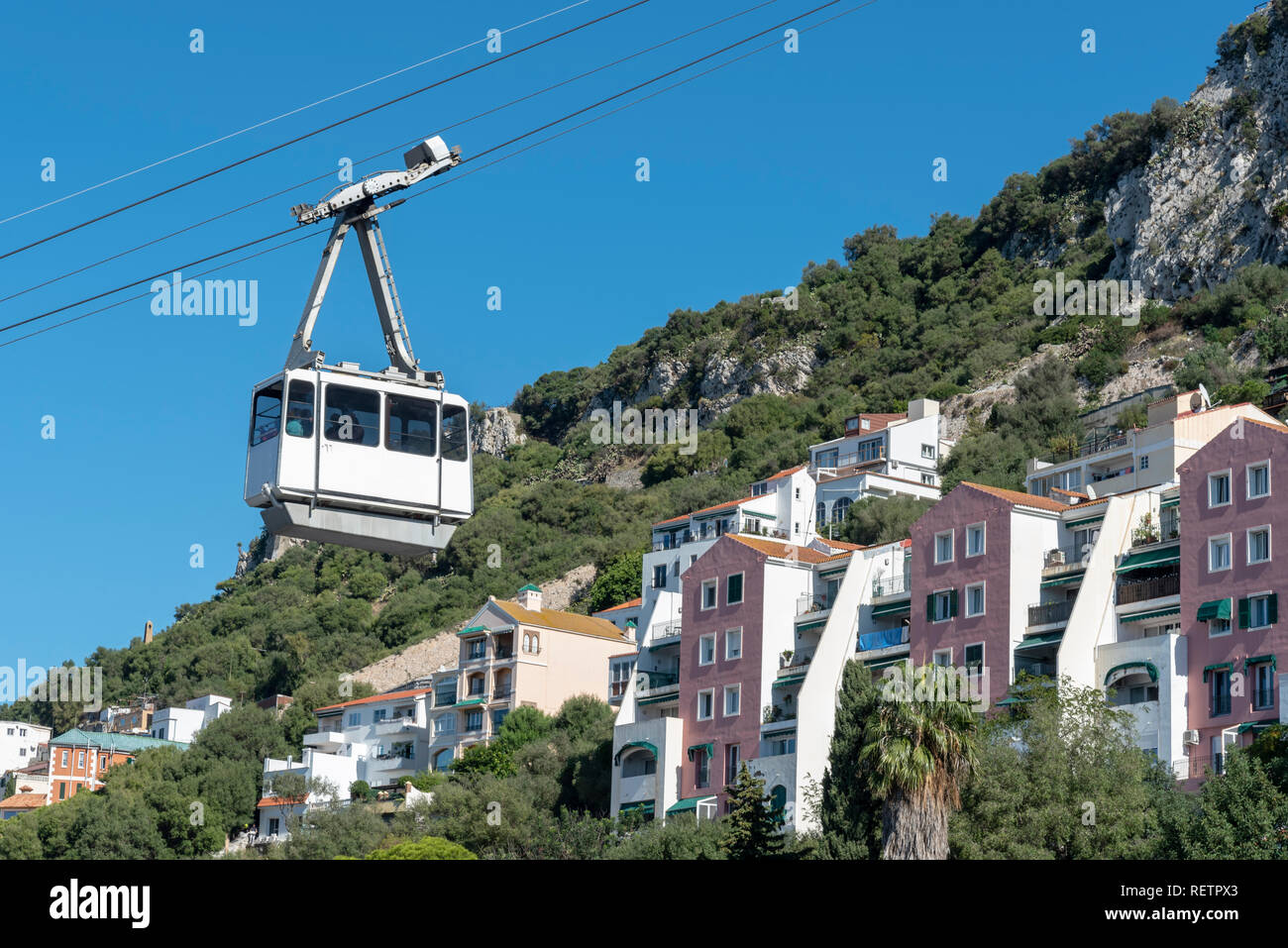 Going up in cable car at Gibraltar Stock Photo - Alamy
