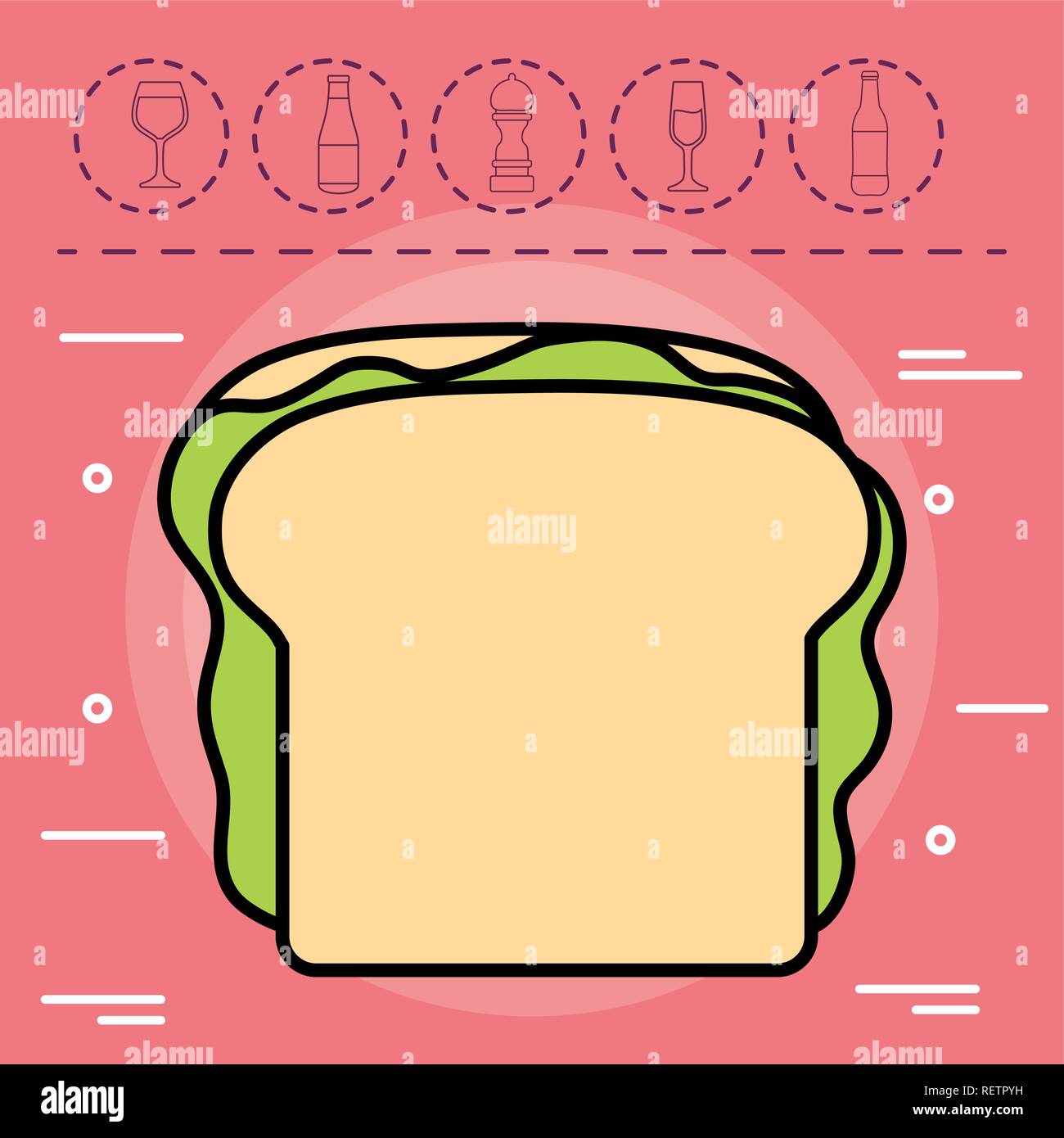 sandwich over red background, colorful design. vector illustration ...