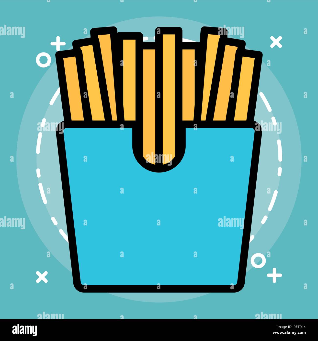 french fries box over blue background, colorful design. vector ...