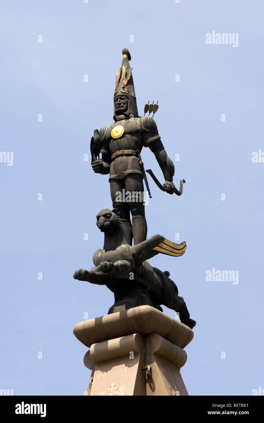 The Golden Warrior, Independence Square, Almaty, Kazakhstan Stock Photo ...
