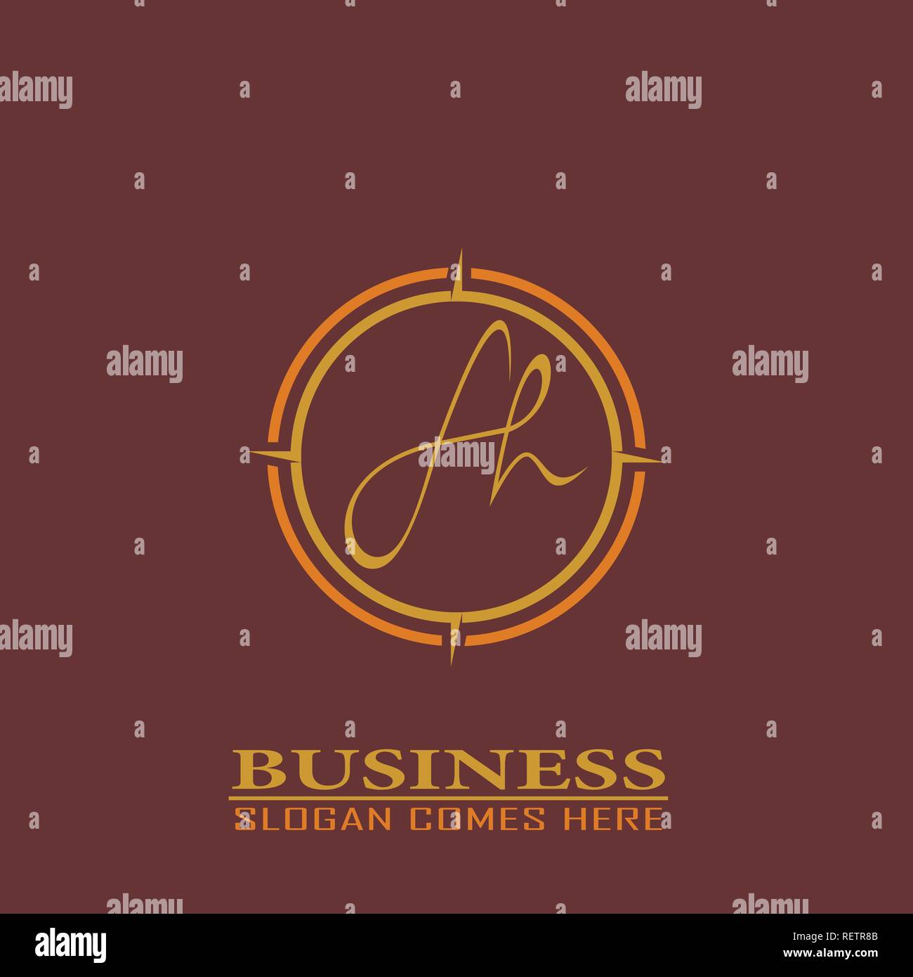 Vector illustration of vintage labels, initial letter Fh logo template ...