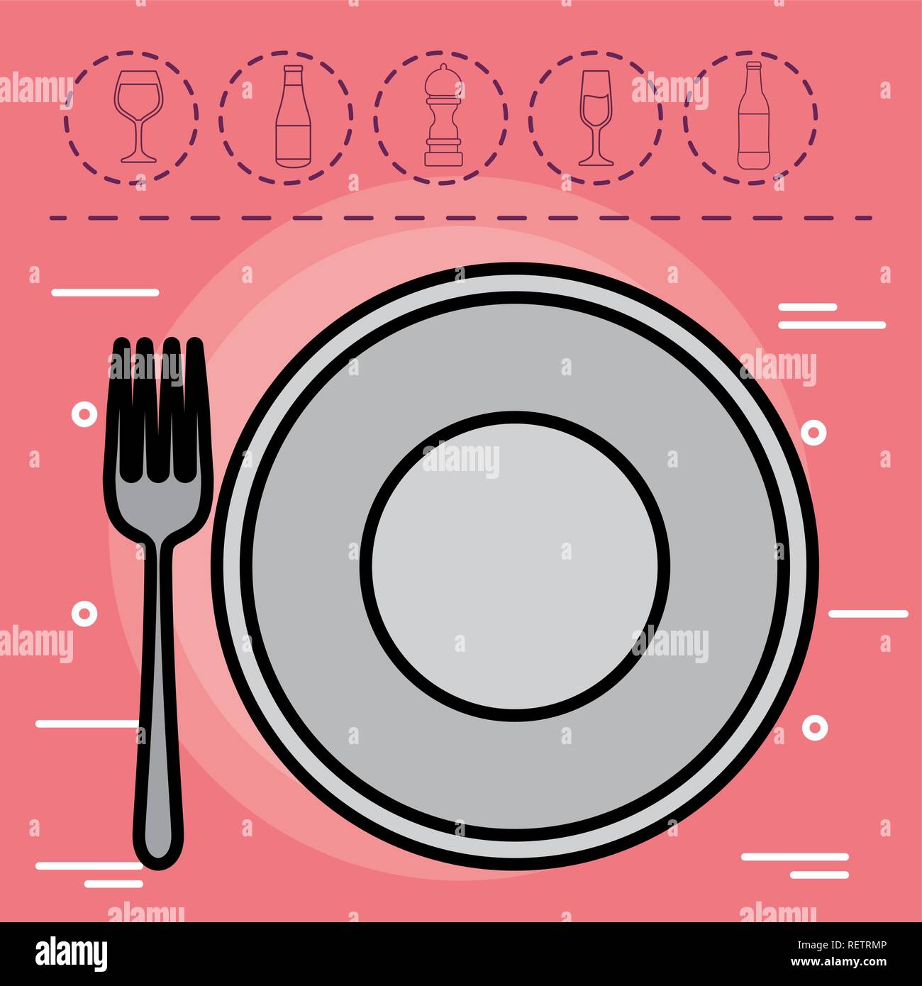 plate and fork over red background, colorful design. vector ...
