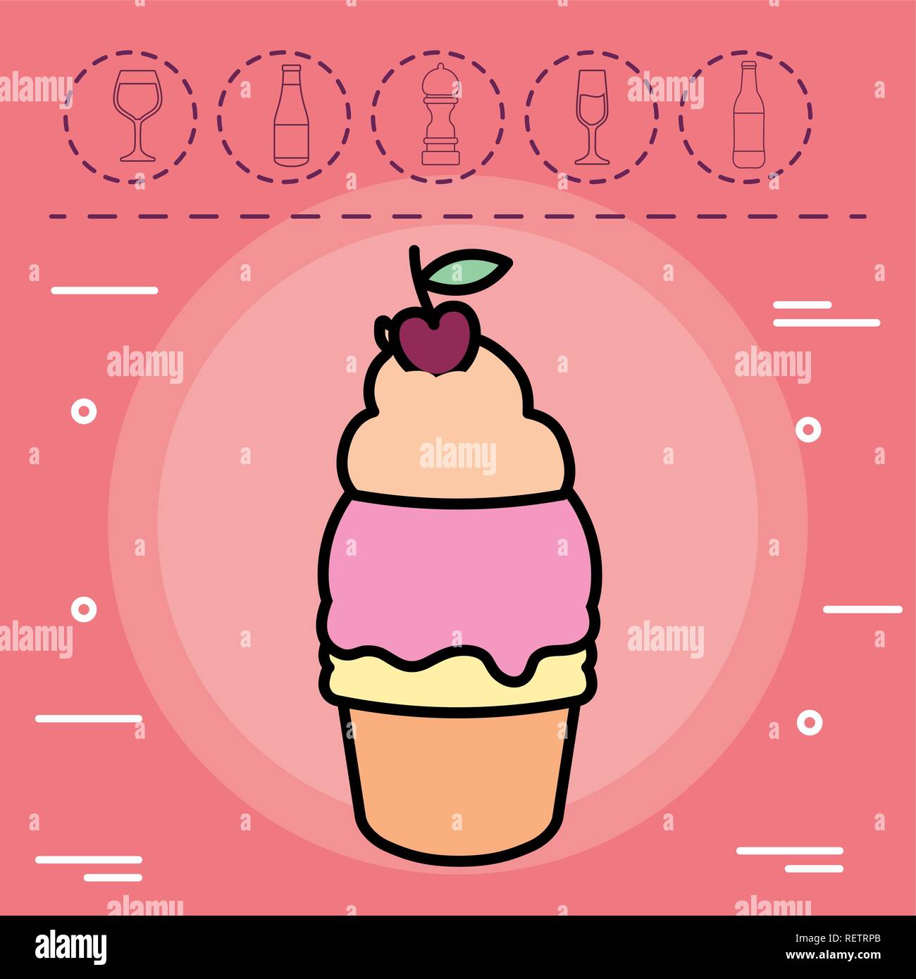 ice cream over red background, colorful design. vector illustration ...