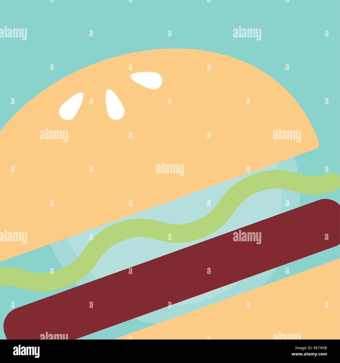 Hamburger over blue background, colorful design. vector illustration ...