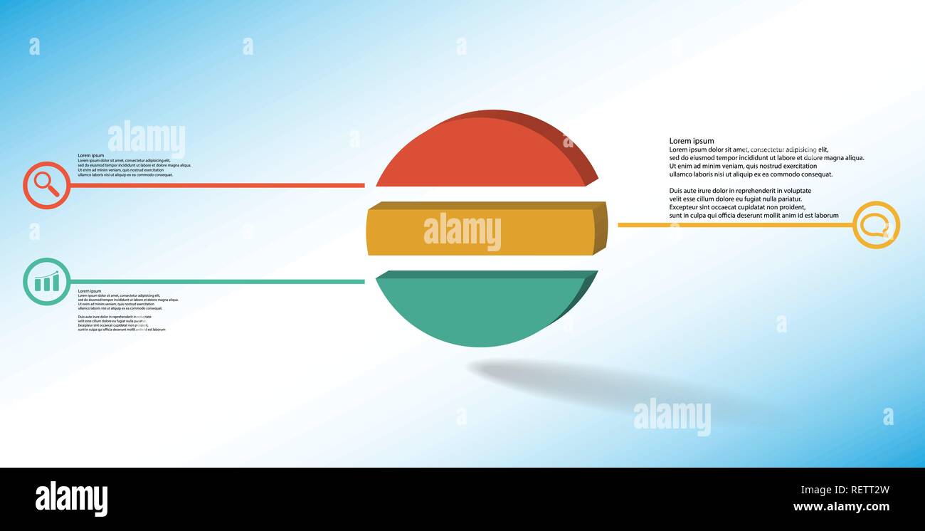 3D illustration infographic template. The embossed ring is divided to ...