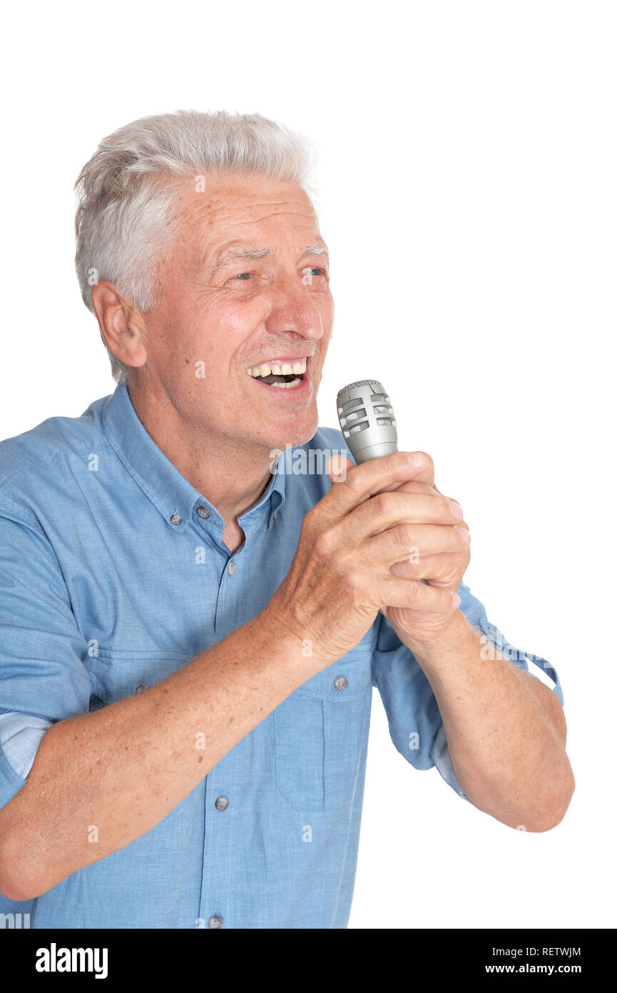 Senior man singing microphone hi-res stock photography and images - Alamy
