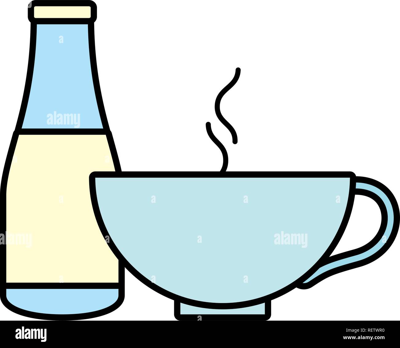 coffee mug and milk bottle over white background, vector illustration ...