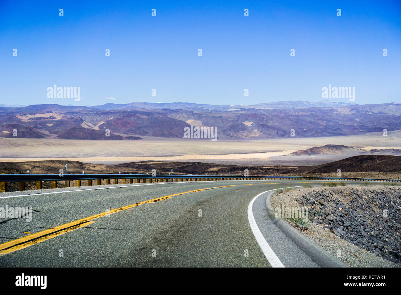 Driving towards Panamint Valley, Death Valley National Park, California ...
