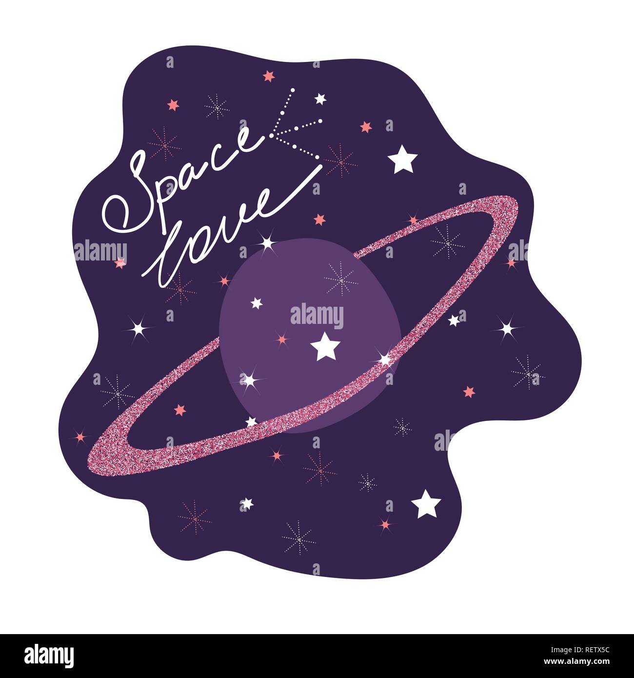 Space Love. Cute poster with a romantic quote. Lettering. Can be used ...