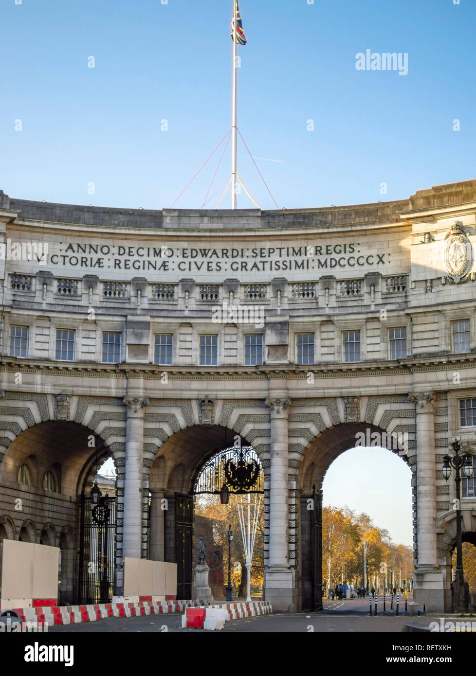 Three gates of historical admiralty archway with greek words Stock ...