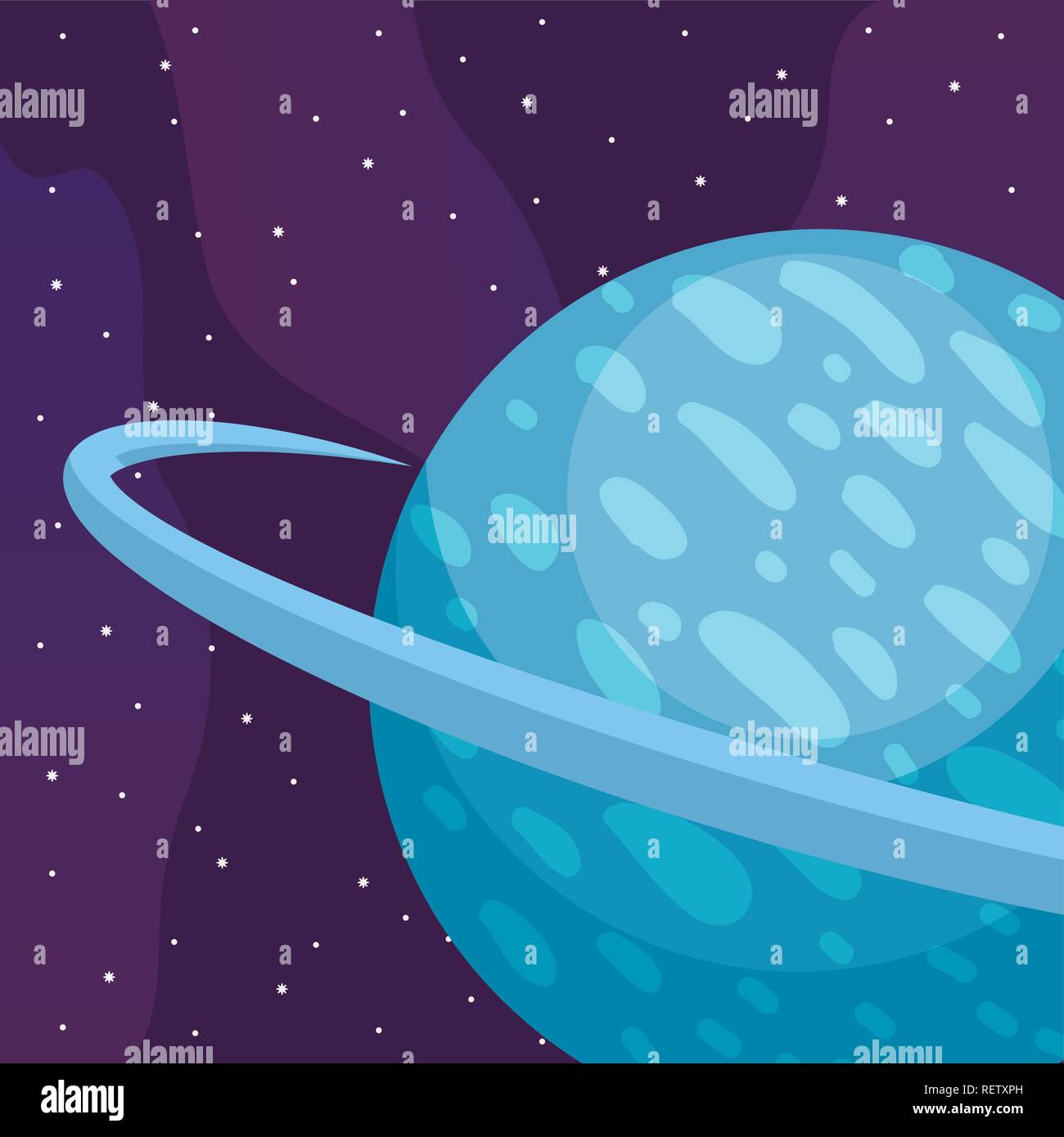 Uranus planet over space background, colorful design. vector ...