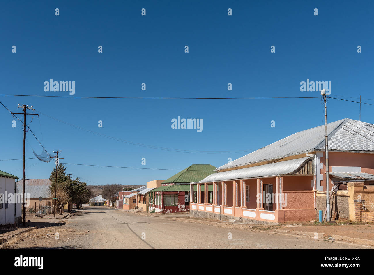 PHILLIPSTOWN, SOUTH AFRICA, AUGUST 6, A street scene, with historic ...
