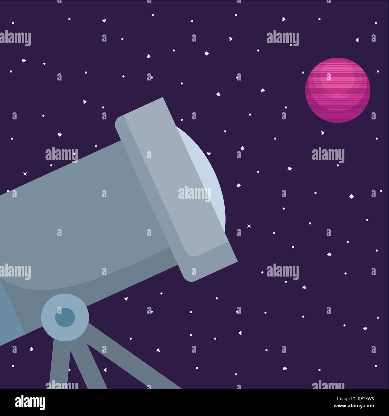telescope and planet over space background, colorful design. vector ...
