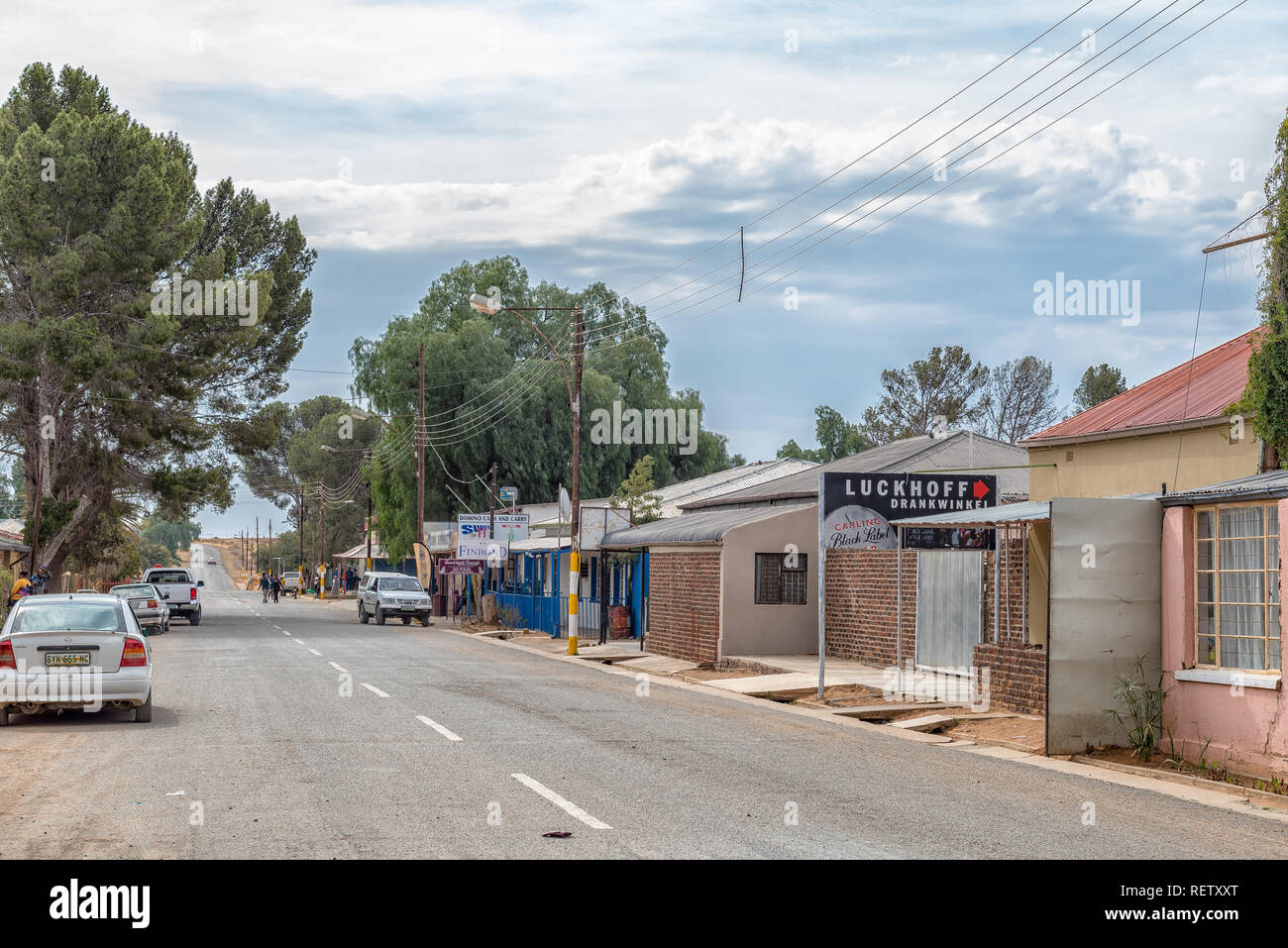 LUCKHOFF, SOUTH AFRICA, SEPTEMBER 1, 2018: A street scene, with ...