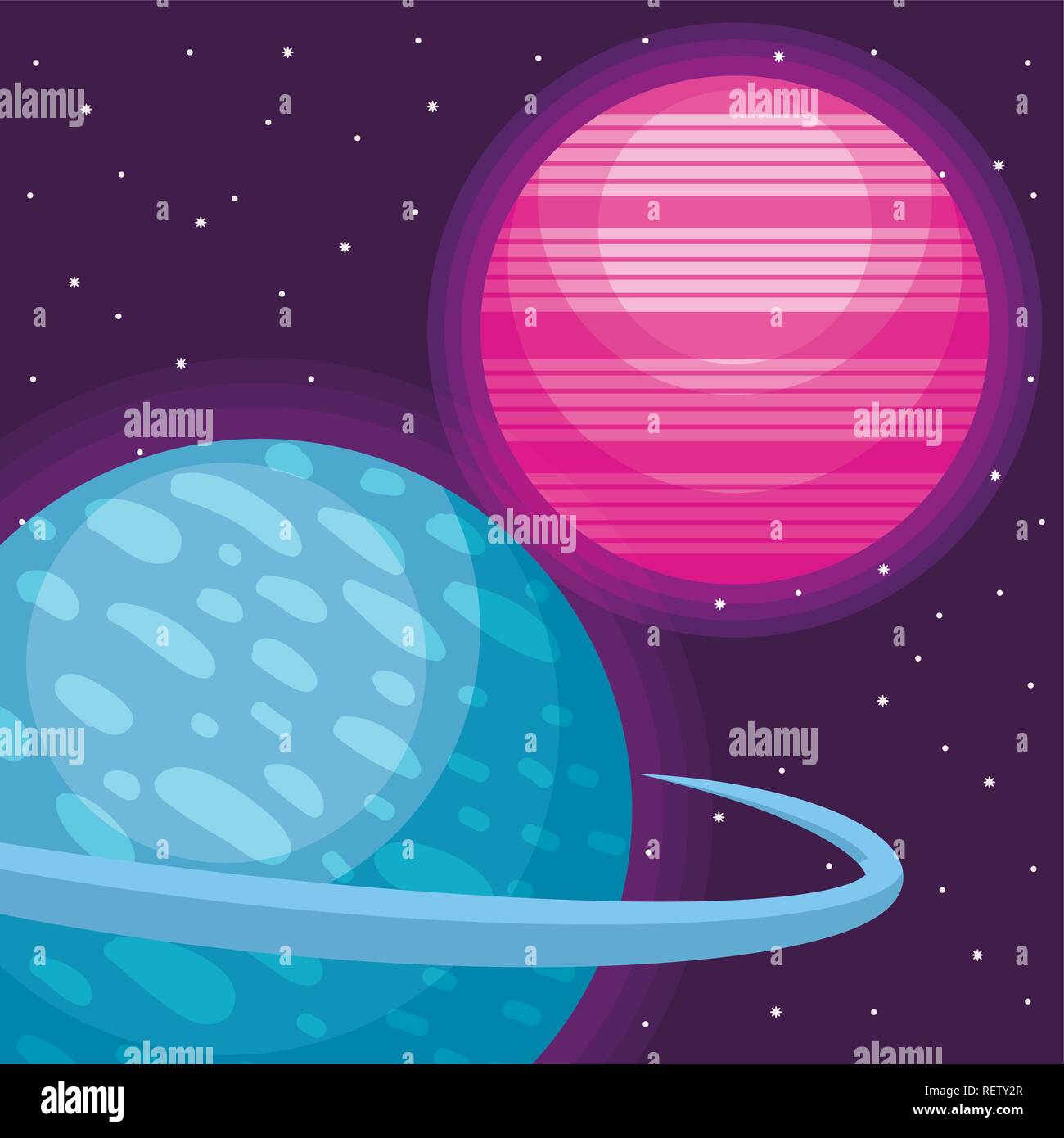 Uranus and mars planet over space background, colorful design. vector ...