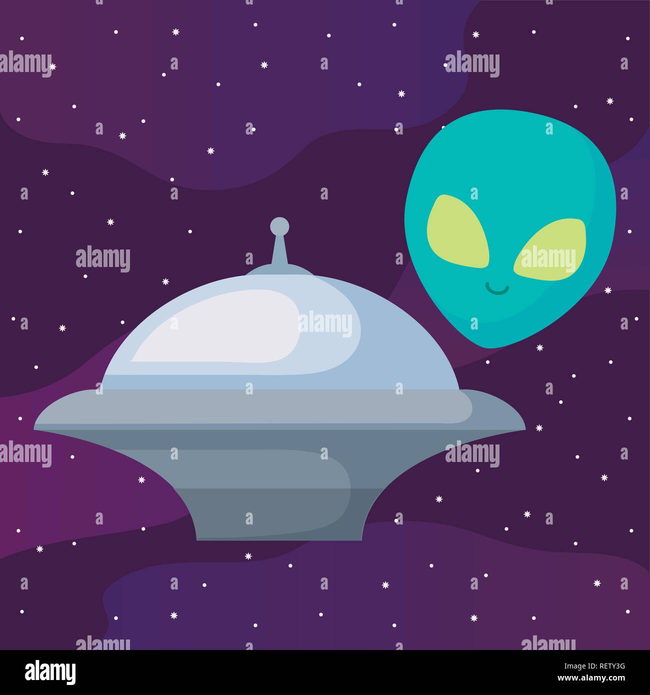 alien spaceship icon over space background, colorful design. vector ...