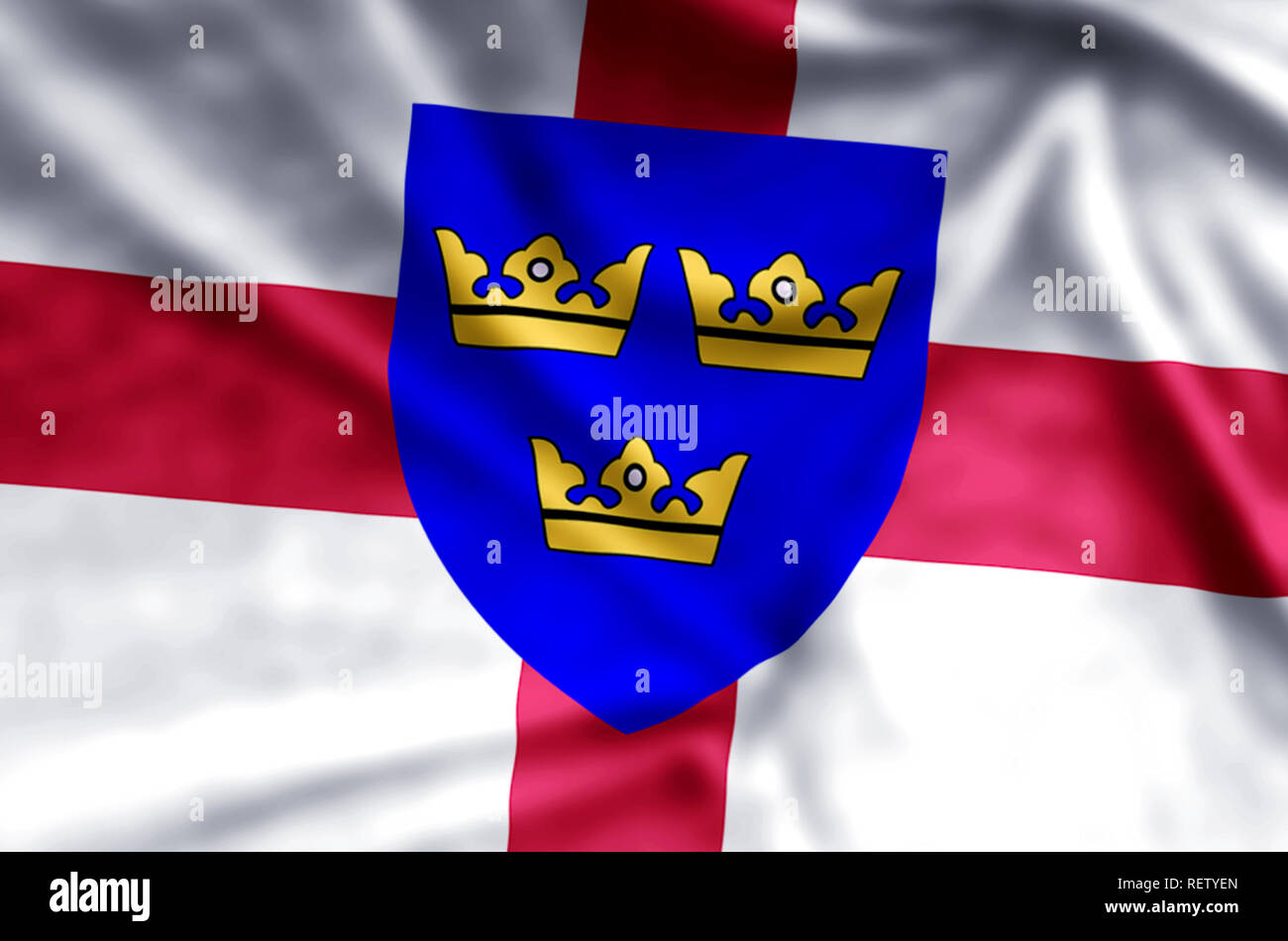 East Anglia stylish waving and closeup flag illustration. Perfect for ...