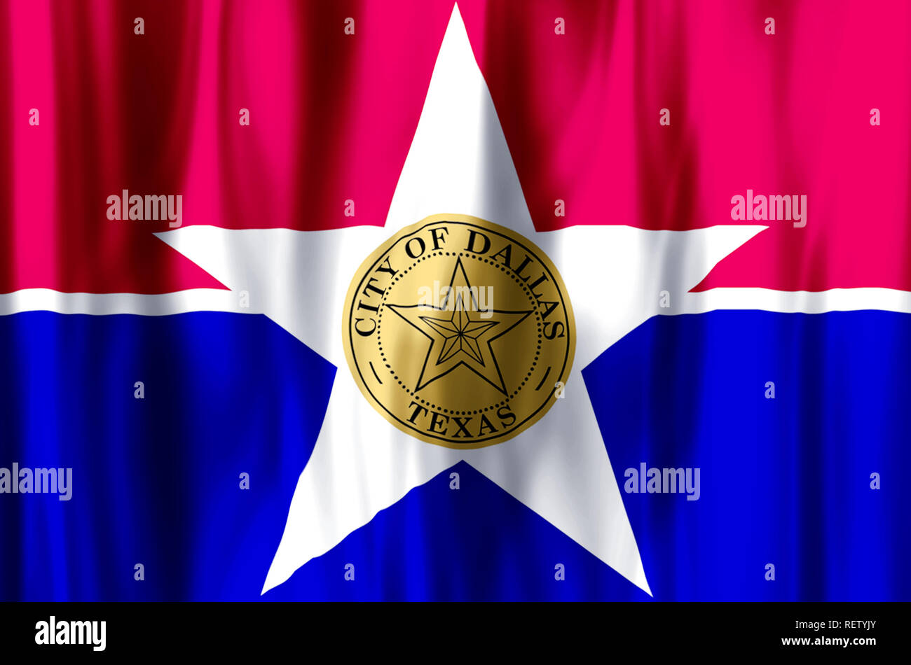 City Of Dallas stylish waving and closeup flag illustration. Perfect ...
