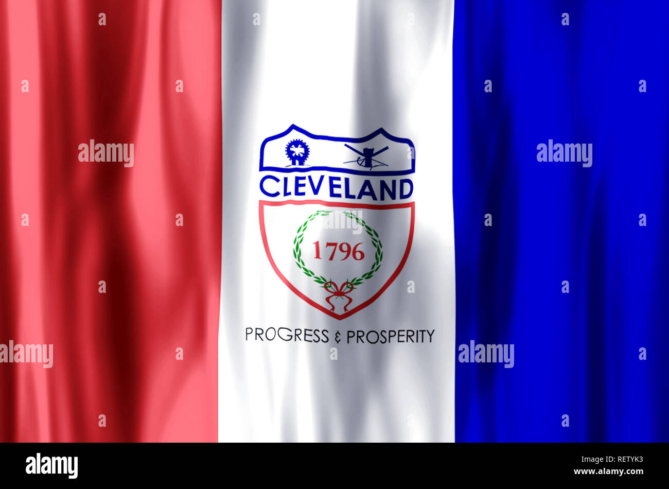 Cleveland stylish waving and closeup flag illustration. Perfect for ...