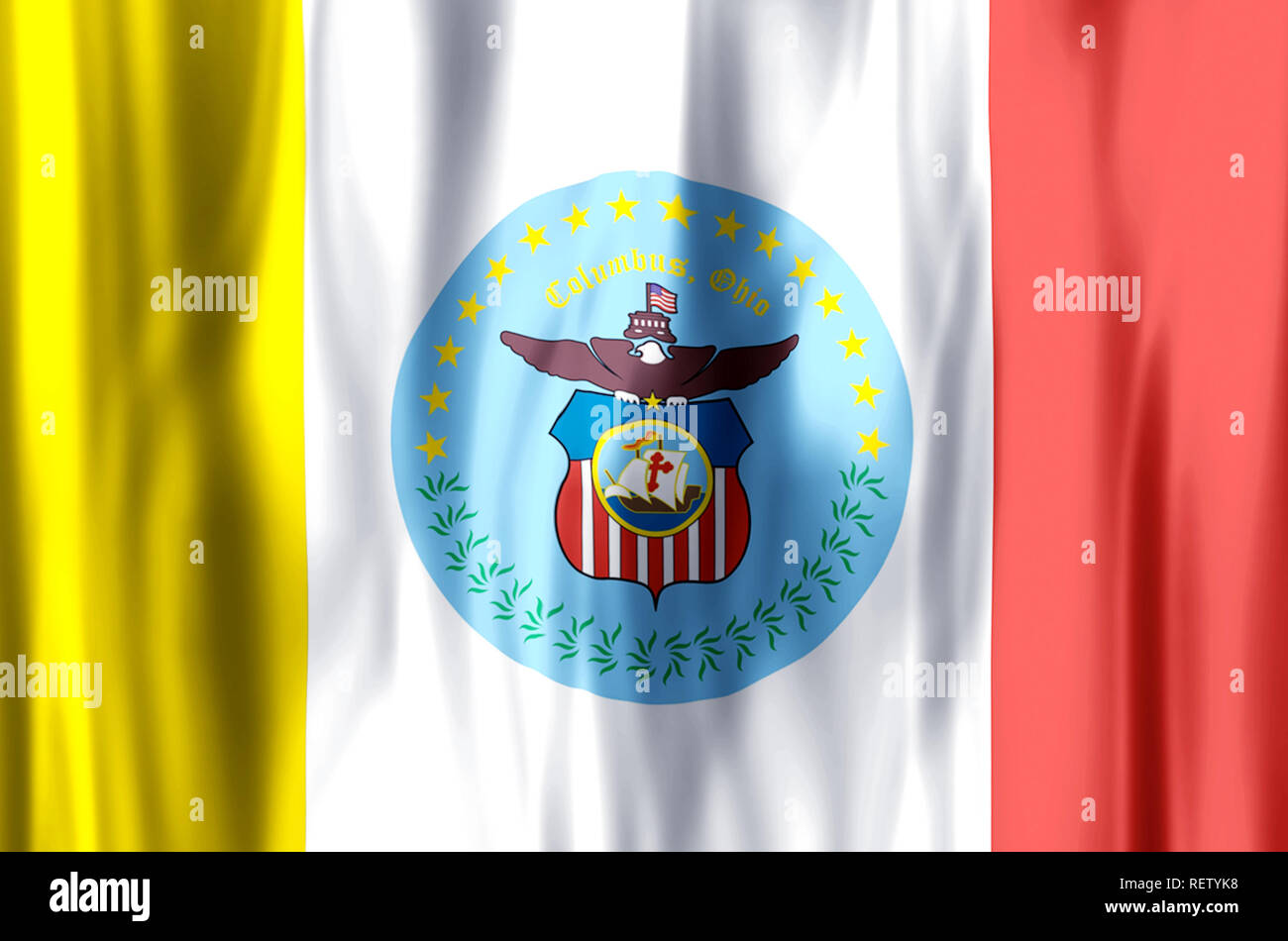 Columbus Ohio stylish waving and closeup flag illustration. Perfect for ...