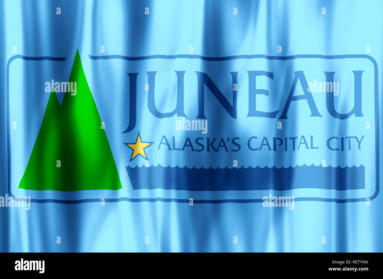 Juneau Alaska stylish waving and closeup flag illustration. Perfect for ...