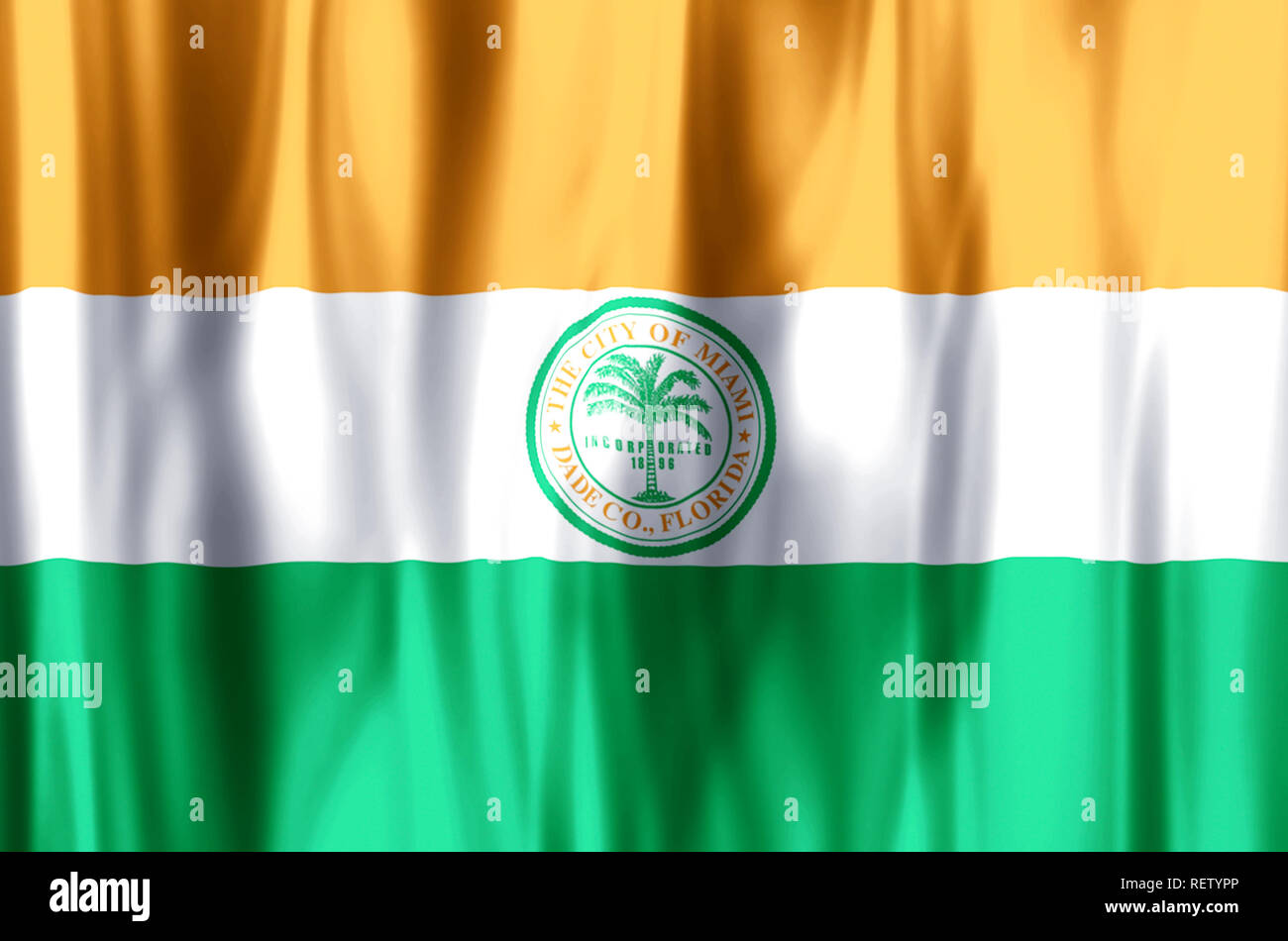 Miami Florida stylish waving and closeup flag illustration. Perfect for ...
