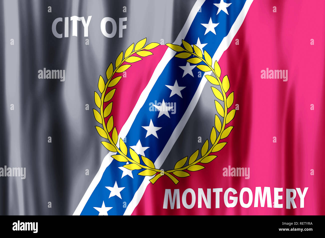 Montgomery Alabama stylish waving and closeup flag illustration ...