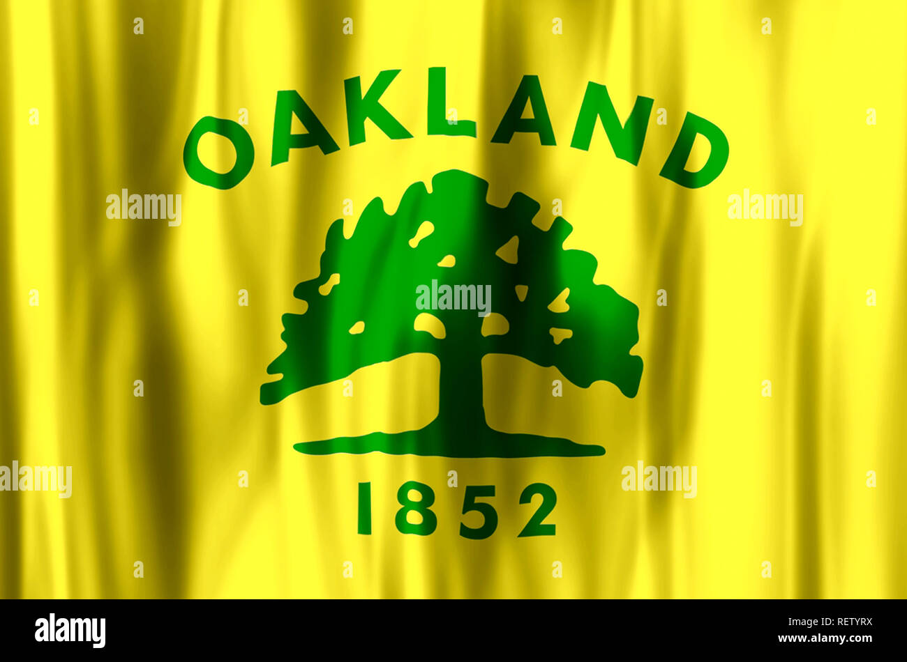 Oakland California stylish waving and closeup flag illustration ...