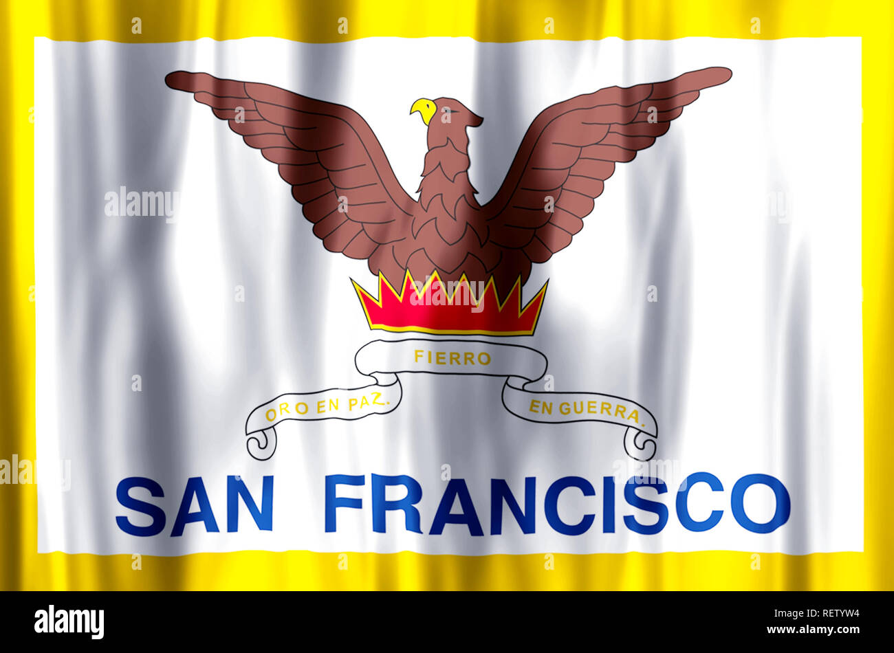 San Francisco stylish waving and closeup flag illustration. Perfect for ...
