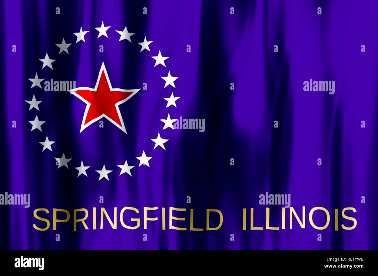 Springfield Illinois stylish waving and closeup flag illustration ...