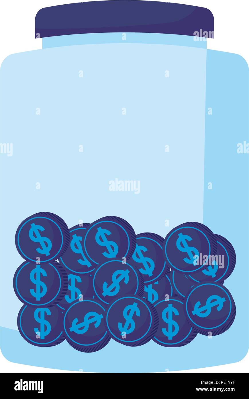 moneybox bottle with coins over white background, vector illustration ...