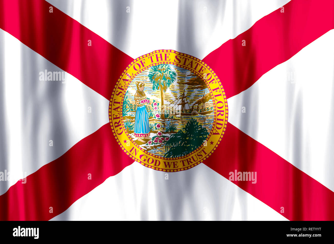 Florida stylish waving and closeup flag illustration. Perfect for ...