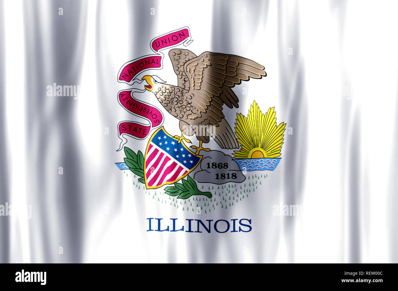 Illinois stylish waving and closeup flag illustration. Perfect for ...