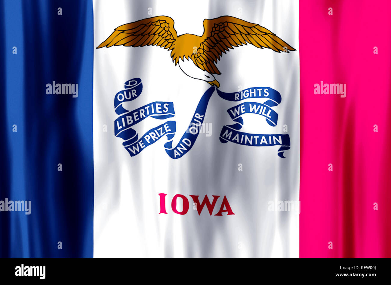 Iowa stylish waving and closeup flag illustration. Perfect for ...