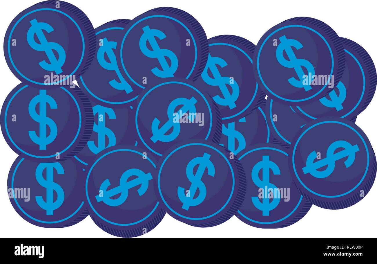 money coins over white background, vector illustration Stock Vector ...