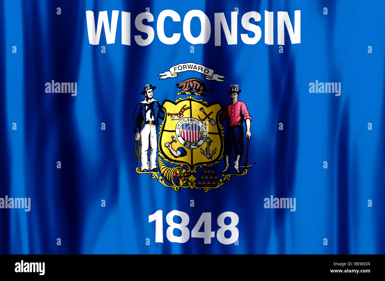 Wisconsin stylish waving and closeup flag illustration. Perfect for ...