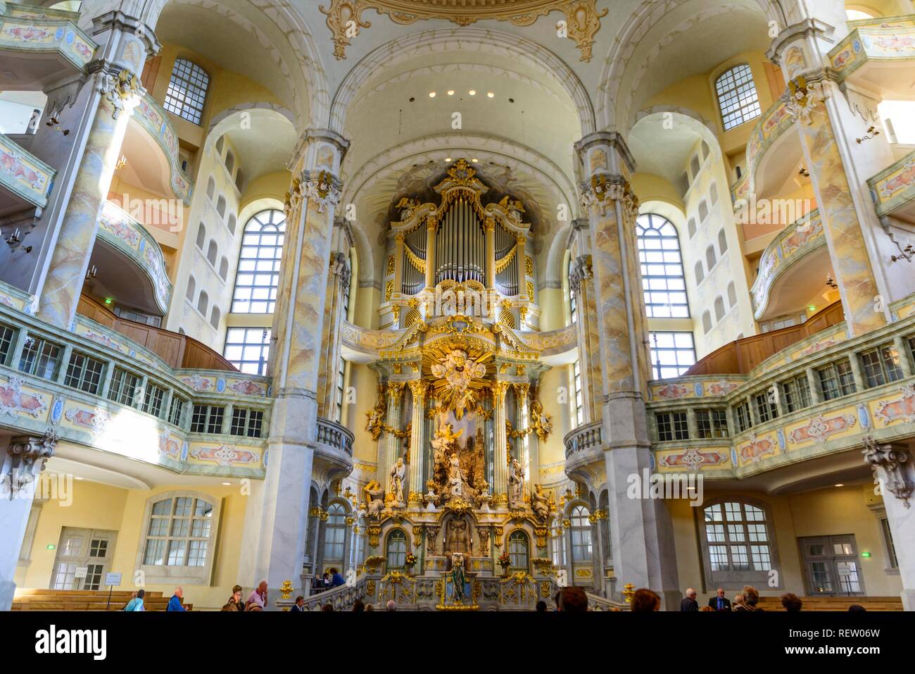 Interior view of the Catholic Church of Our Lady, Dresden, Saxony ...
