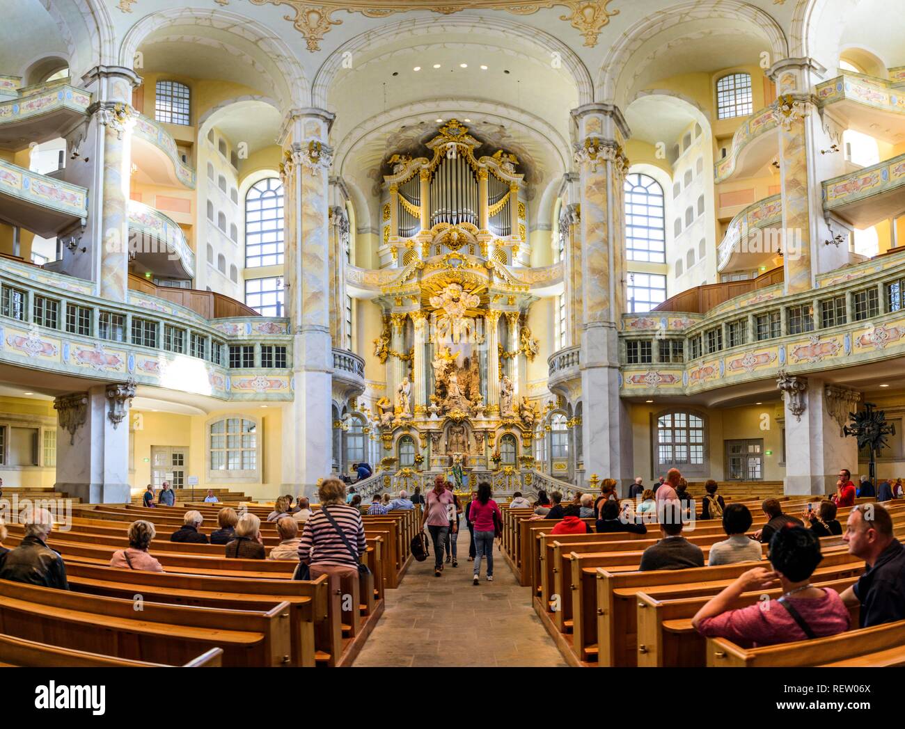 Interior view of the Catholic Church of Our Lady, Dresden, Saxony ...