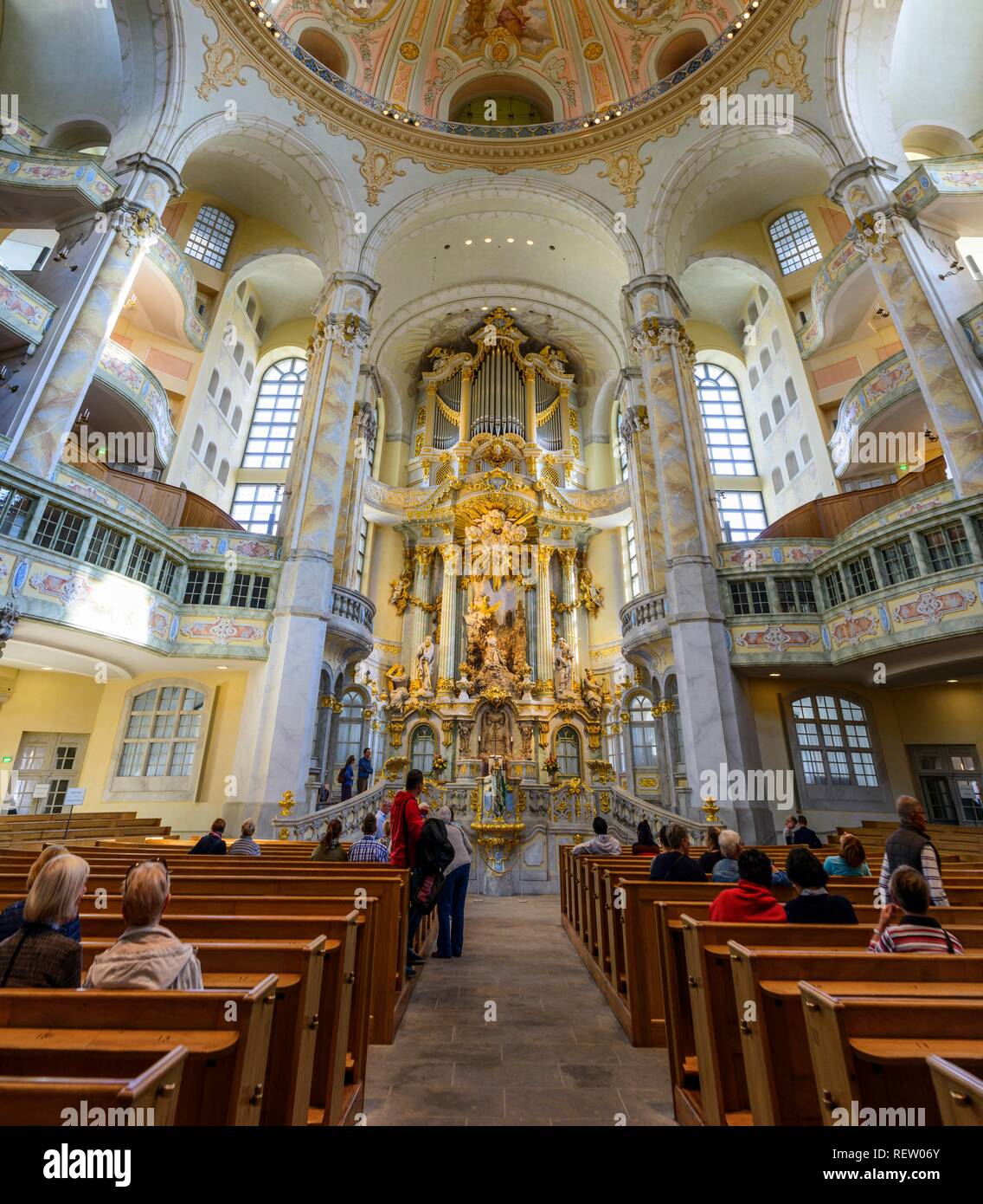 Interior view of the Catholic Church of Our Lady, Dresden, Saxony ...