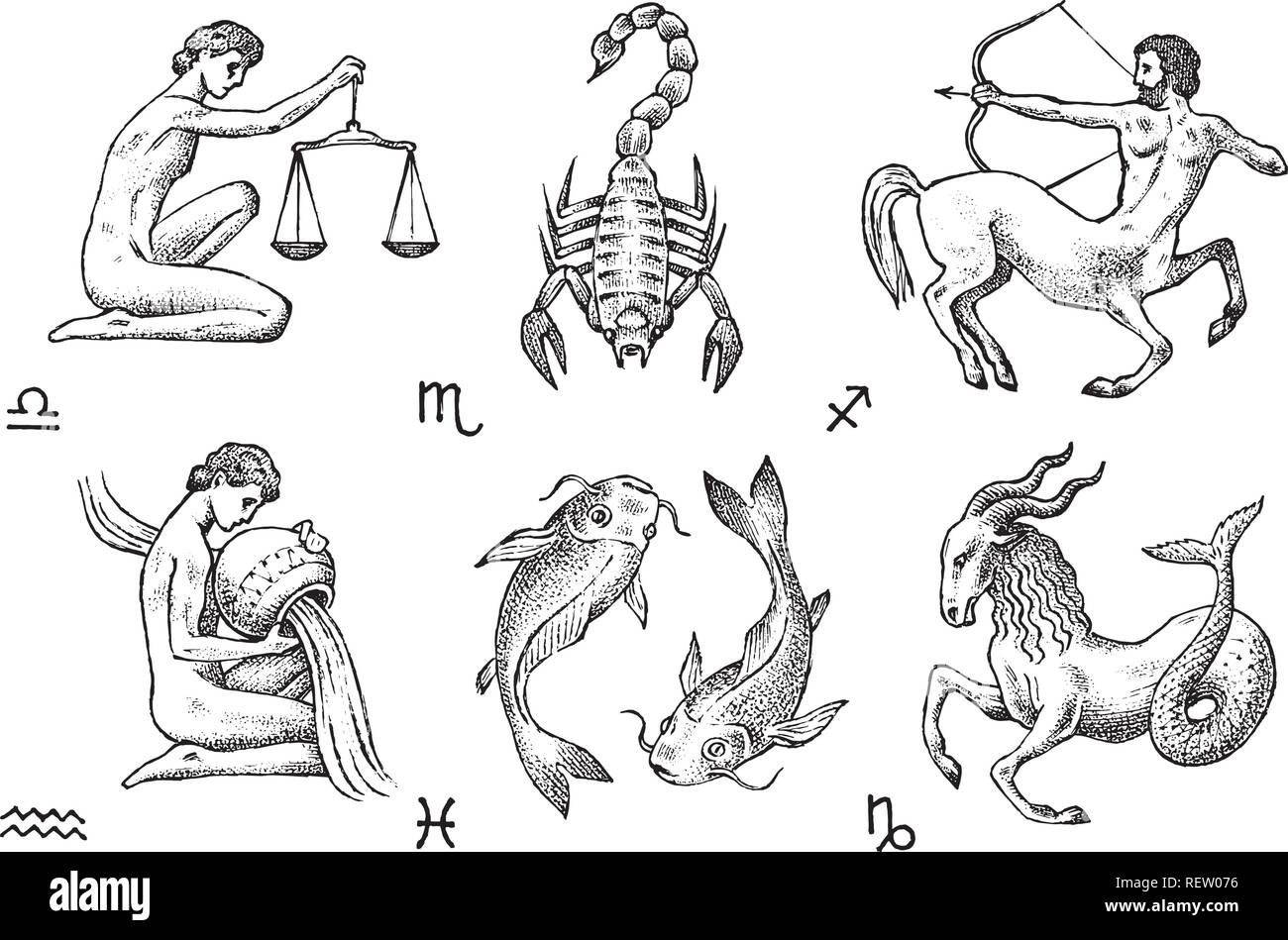 Zodiac sign gemini outline Black and White Stock Photos & Images - Alamy