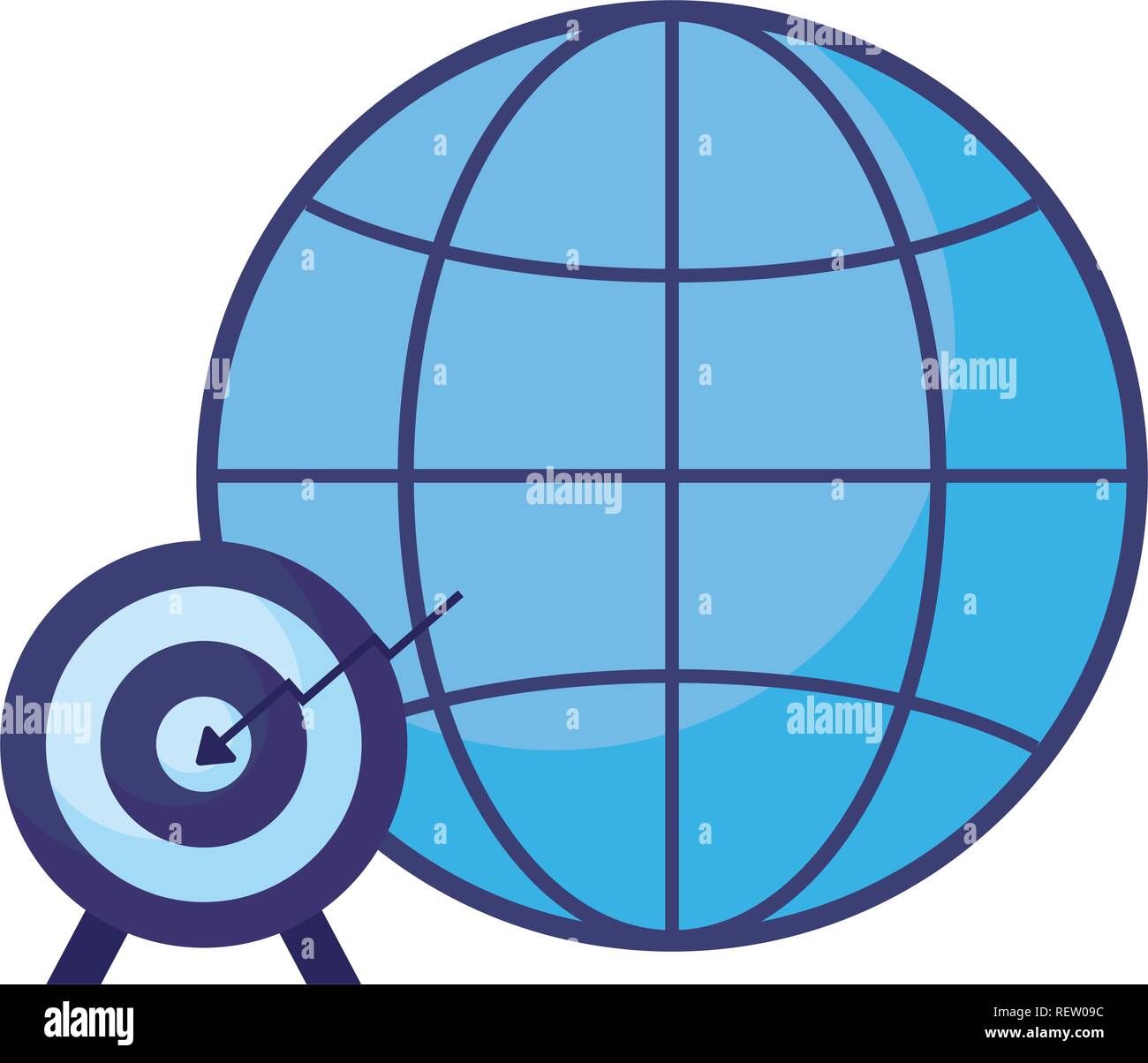 target and global sphere icon over white background, vector ...