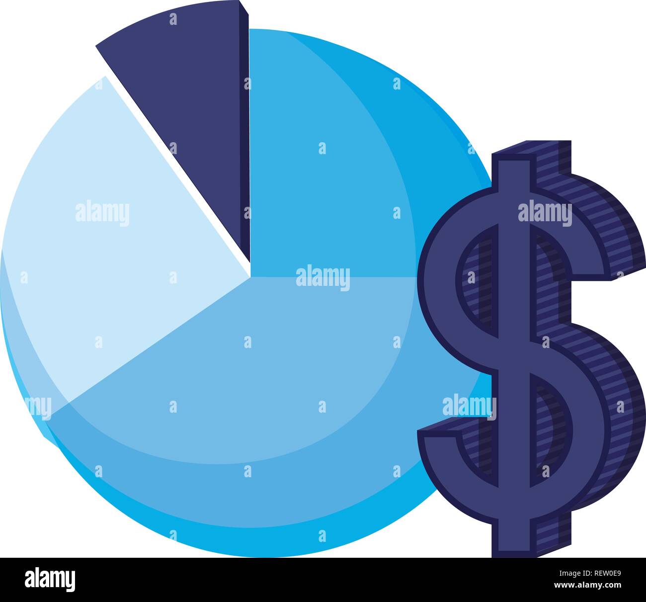money symbol and pie chart icon over white background, vector ...