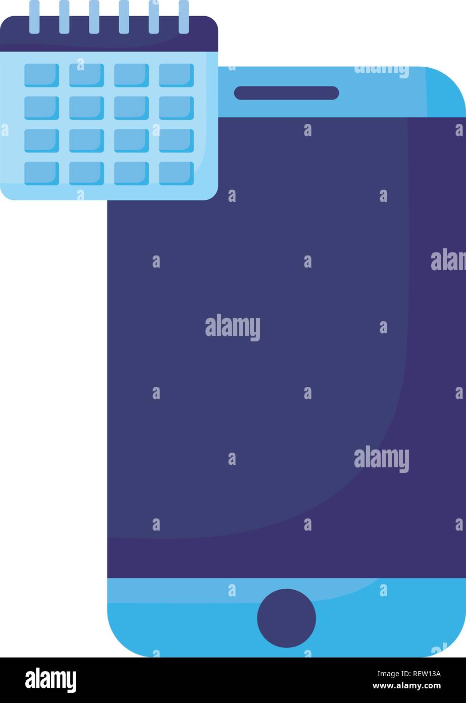 calendar and Smartphone device over white background, vector ...