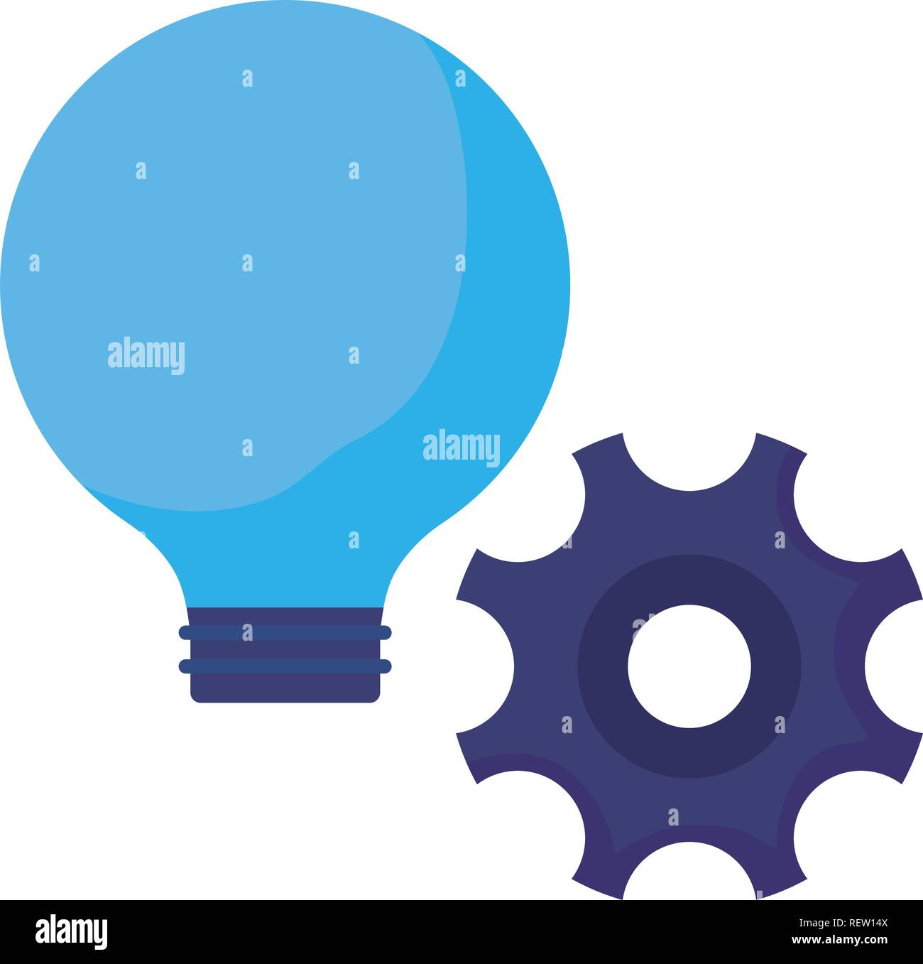 light bulb and gear wheel over white background, vector illustration ...