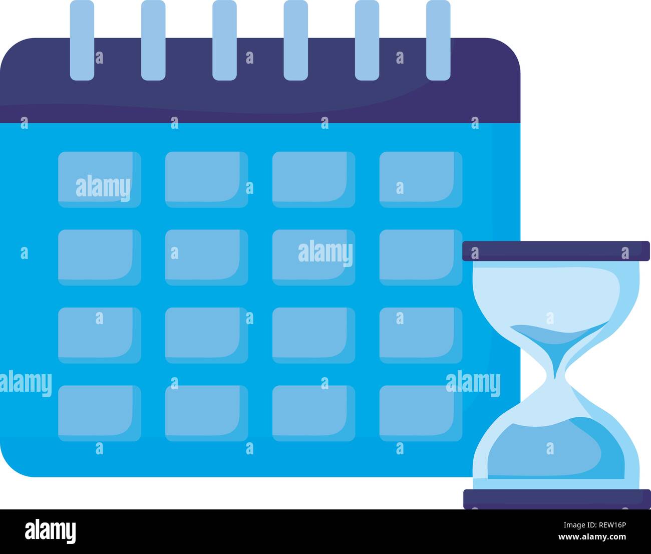 hourglass and calendar planner over white background, vector ...